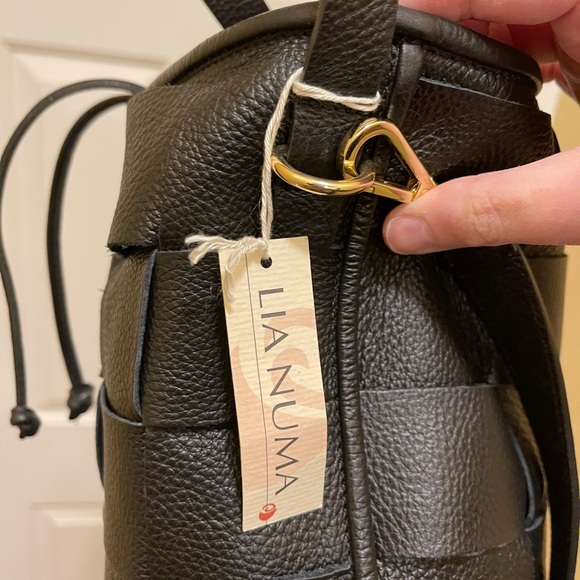 Lia Numa | Bags | Lia Numa Made In Italy Black Woven Leather Bag Gold ...